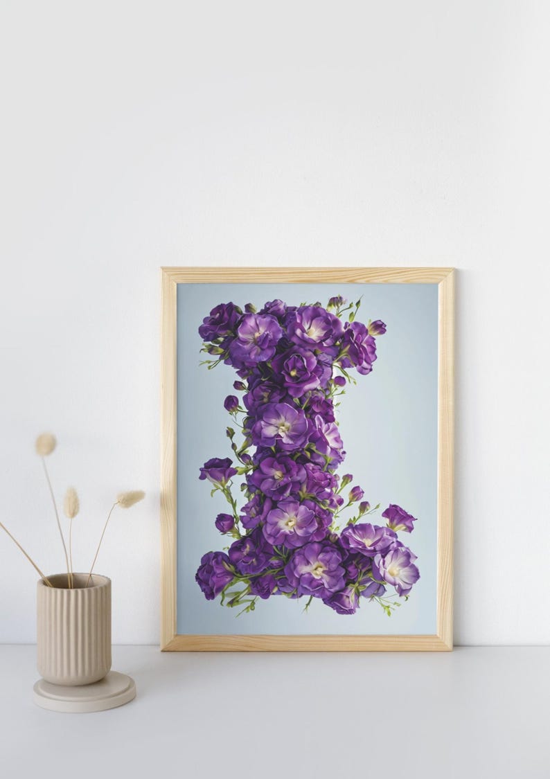 Floral in Bloom Lisianthus, Alphabet Letters in Digital Download ...