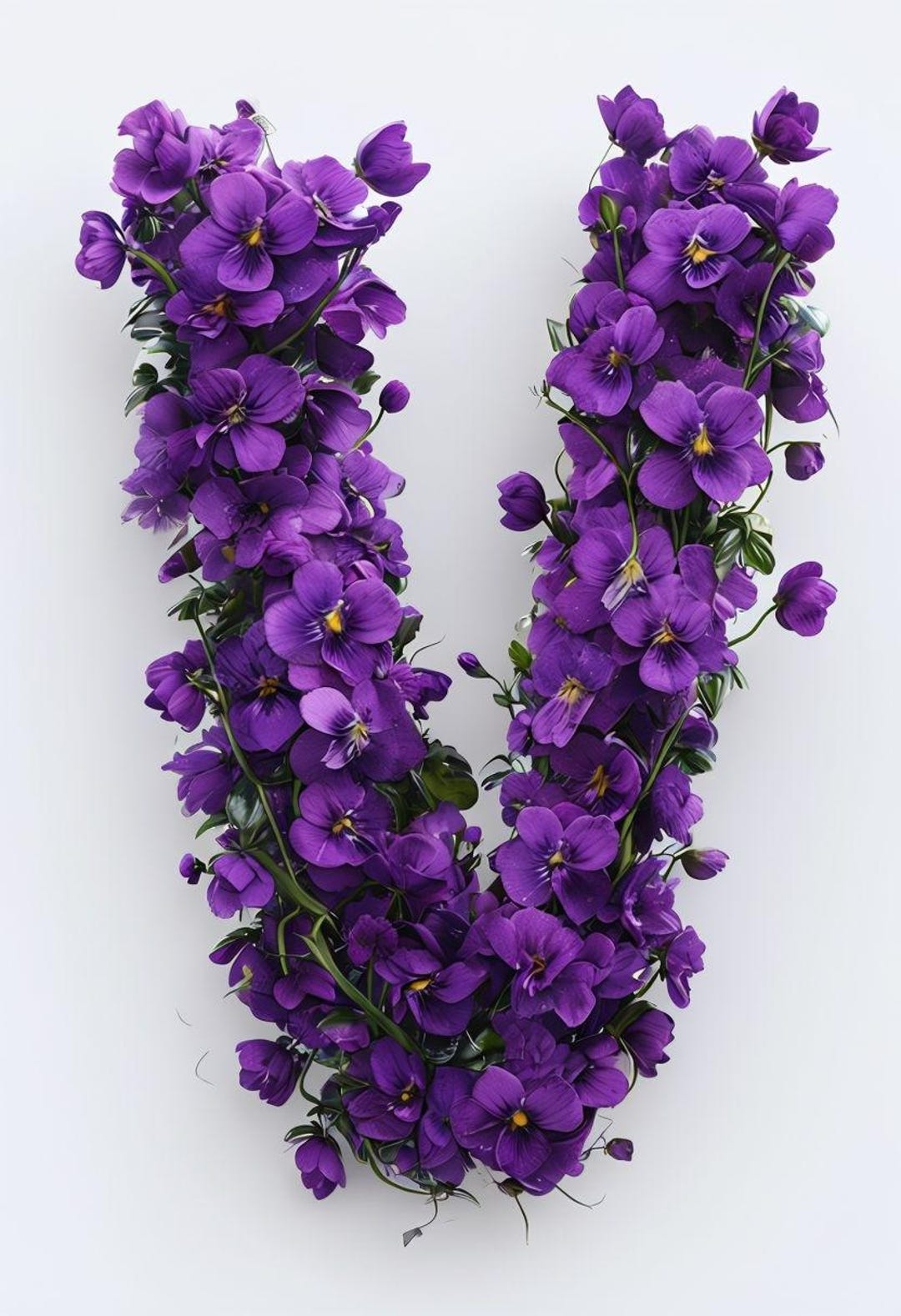 Floral in Bloom Violet, Alphabet Letters in Digital Download, Letters ...