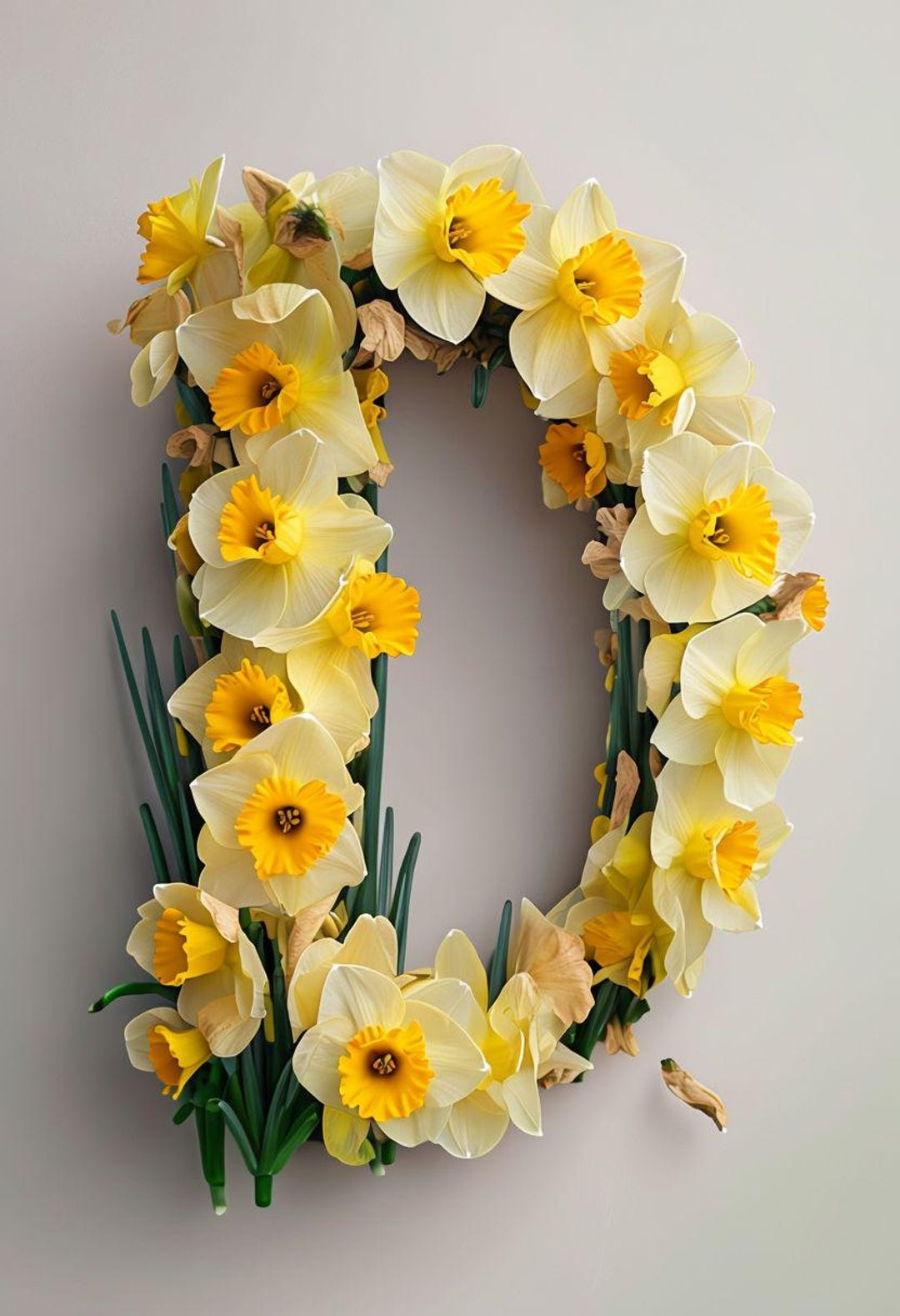 Floral in Bloom Daffodil, Alphabet Letters in Digital Download, Letters ...