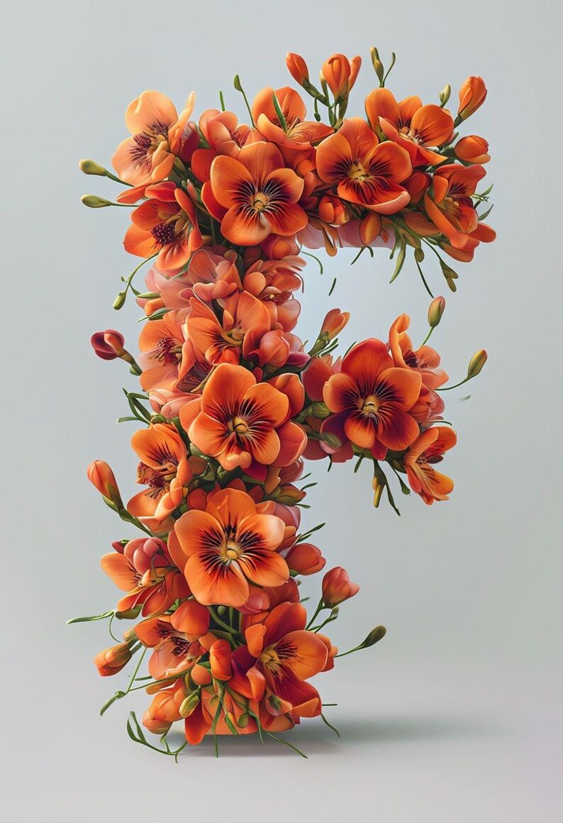 Floral in Bloom Freesia, Alphabet Letters in Digital Download, Letters ...
