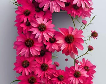Floral in Bloom Sunflower, Alphabet Letters in Digital Download ...