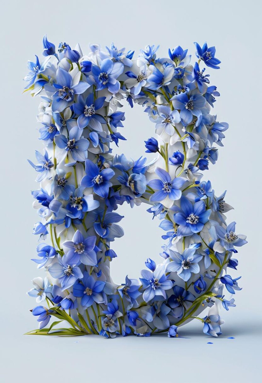Floral in Bloom Bluebells, Alphabet Letters in Digital Download ...