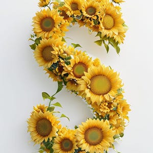 Floral in Bloom Sunflower, Alphabet Letters in Digital Download ...