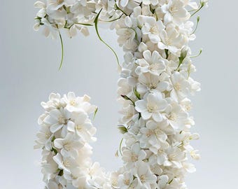 Floral in Bloom Lisianthus, Alphabet Letters in Digital Download ...
