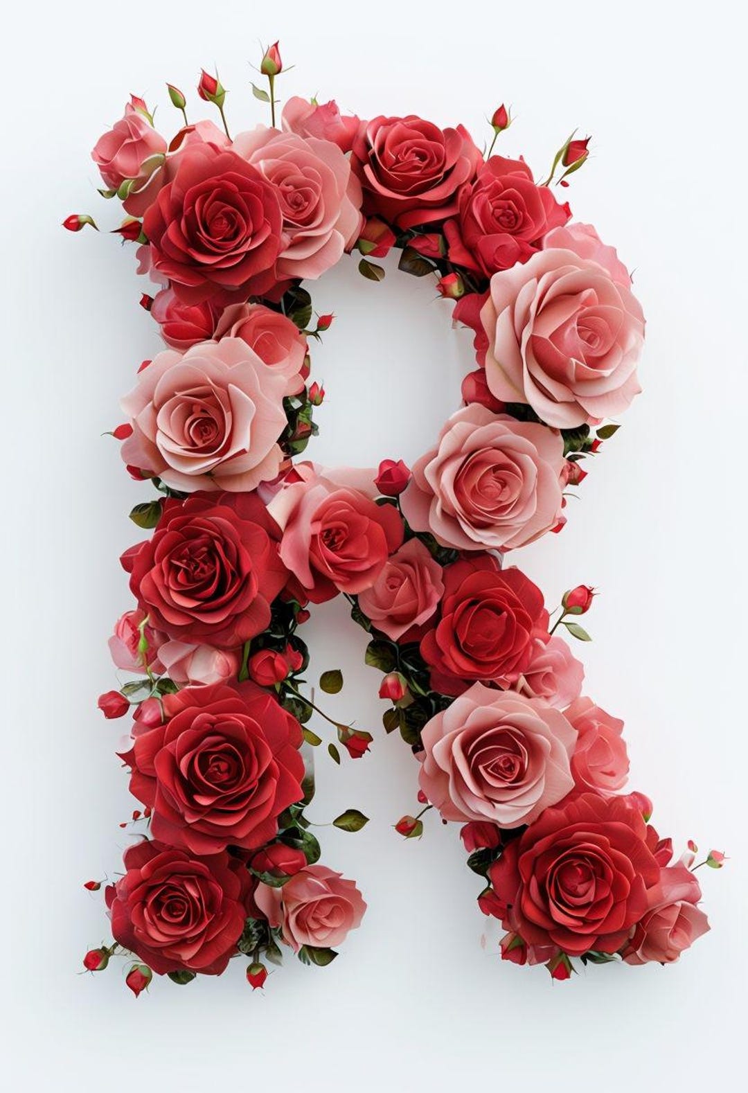 Floral in Bloom Rose, Alphabet Letters in Digital Download, Letters in ...