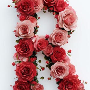 Floral in Bloom Rose, Alphabet Letters in Digital Download, Letters in ...