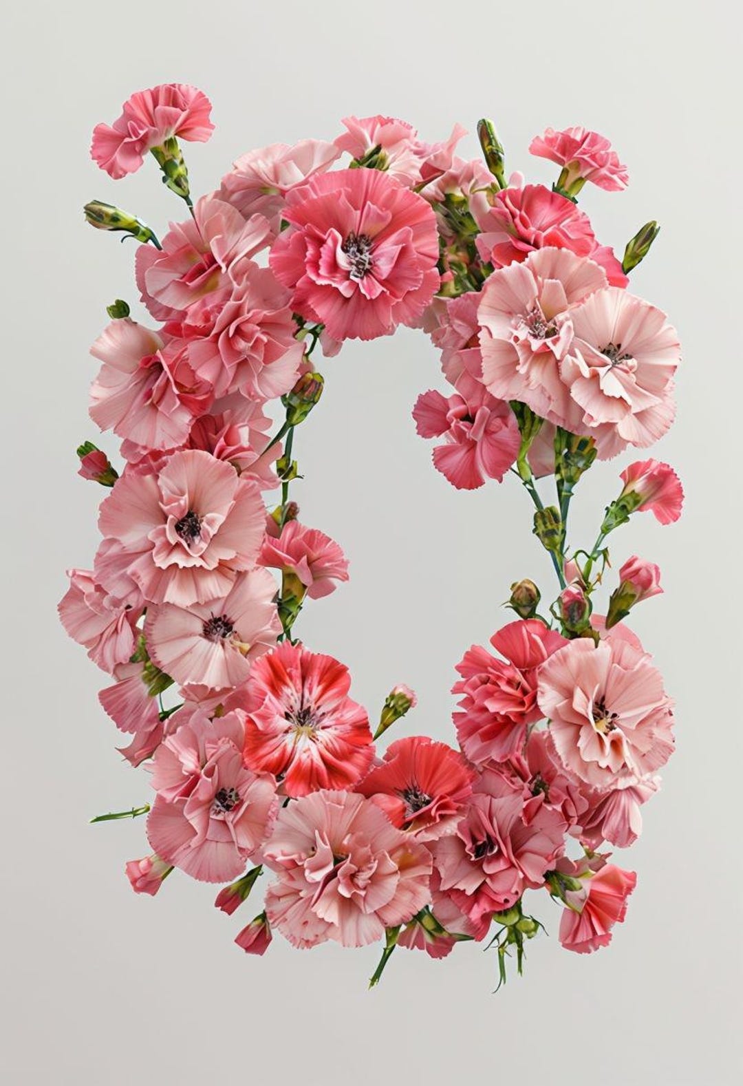 Floral in Bloom Carnation, Alphabet Letters in Digital Download ...