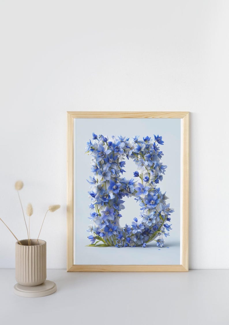 Floral in Bloom Bluebells, Alphabet Letters in Digital Download ...