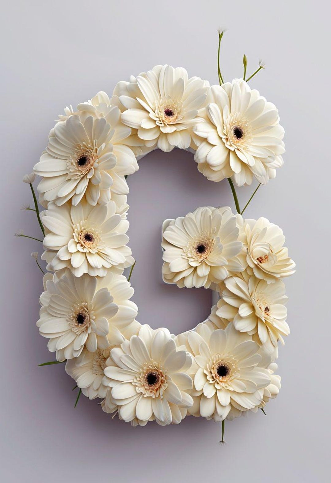 Floral in Bloom Gerbera, Alphabet Letters in Digital Download, Letters ...