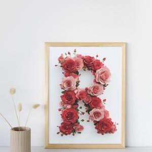 Floral in Bloom Rose, Alphabet Letters in Digital Download, Letters in ...