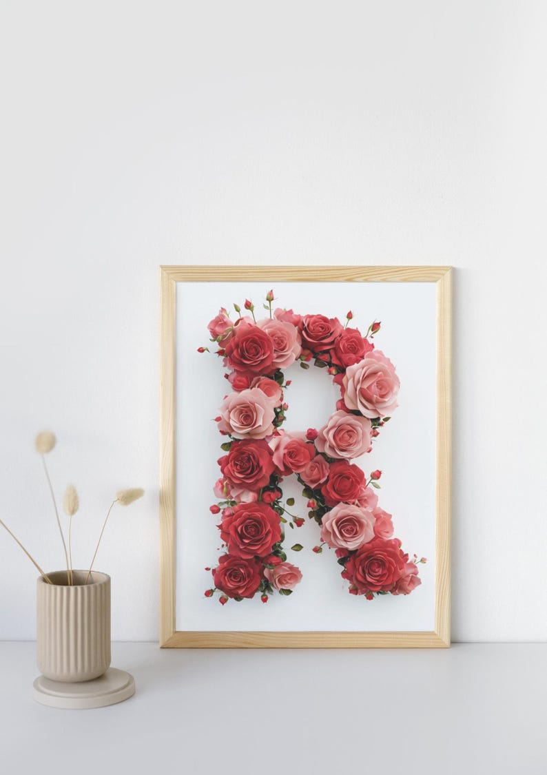 Floral in Bloom Rose, Alphabet Letters in Digital Download, Letters in ...