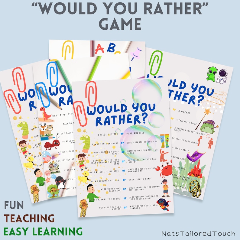 Would You Rather Game for Kids: Printable Icebreaker Questions (PDF ...