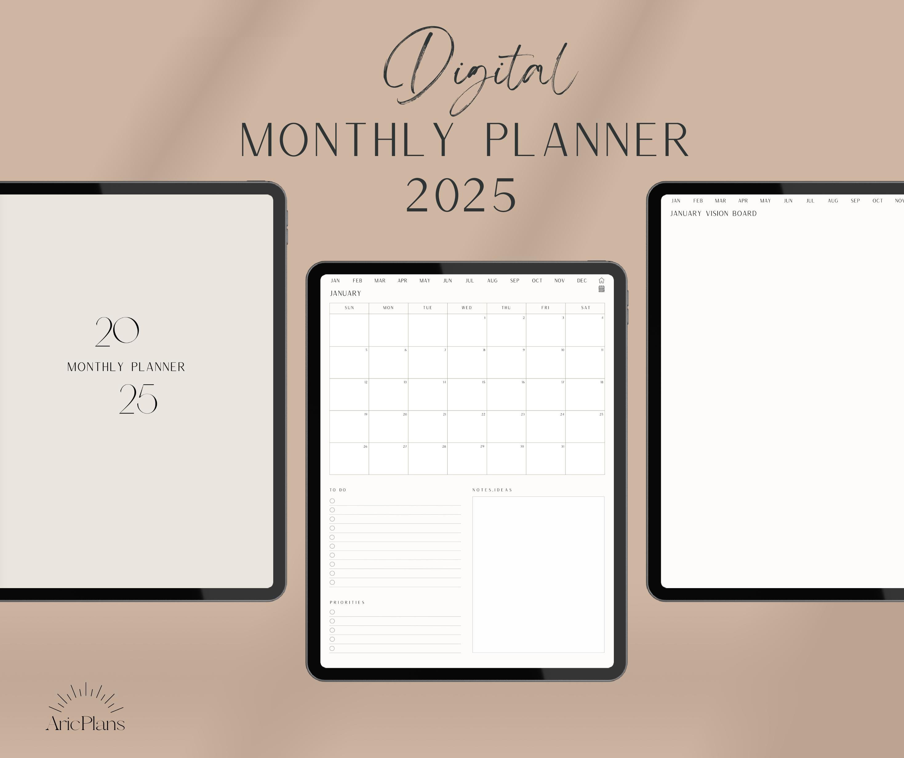 2025 Digital Planner, Digital Planner Bundle, 2025 Planner, Monthly ...