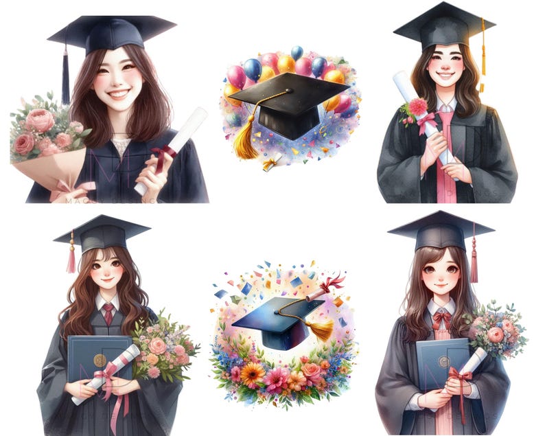 30 Graduation Watercolor Png, Graduation, Graduation Clipart ...