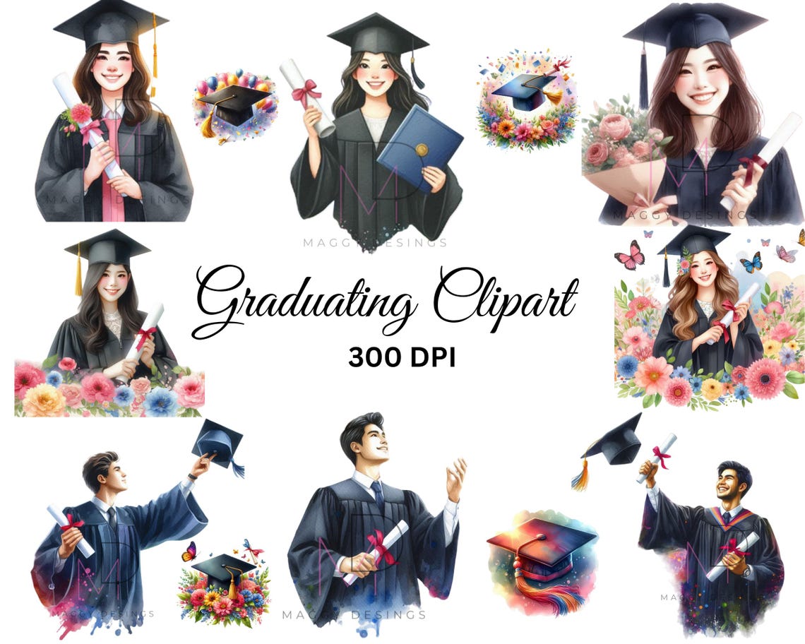 30 Graduation Watercolor Png, Graduation, Graduation Clipart ...