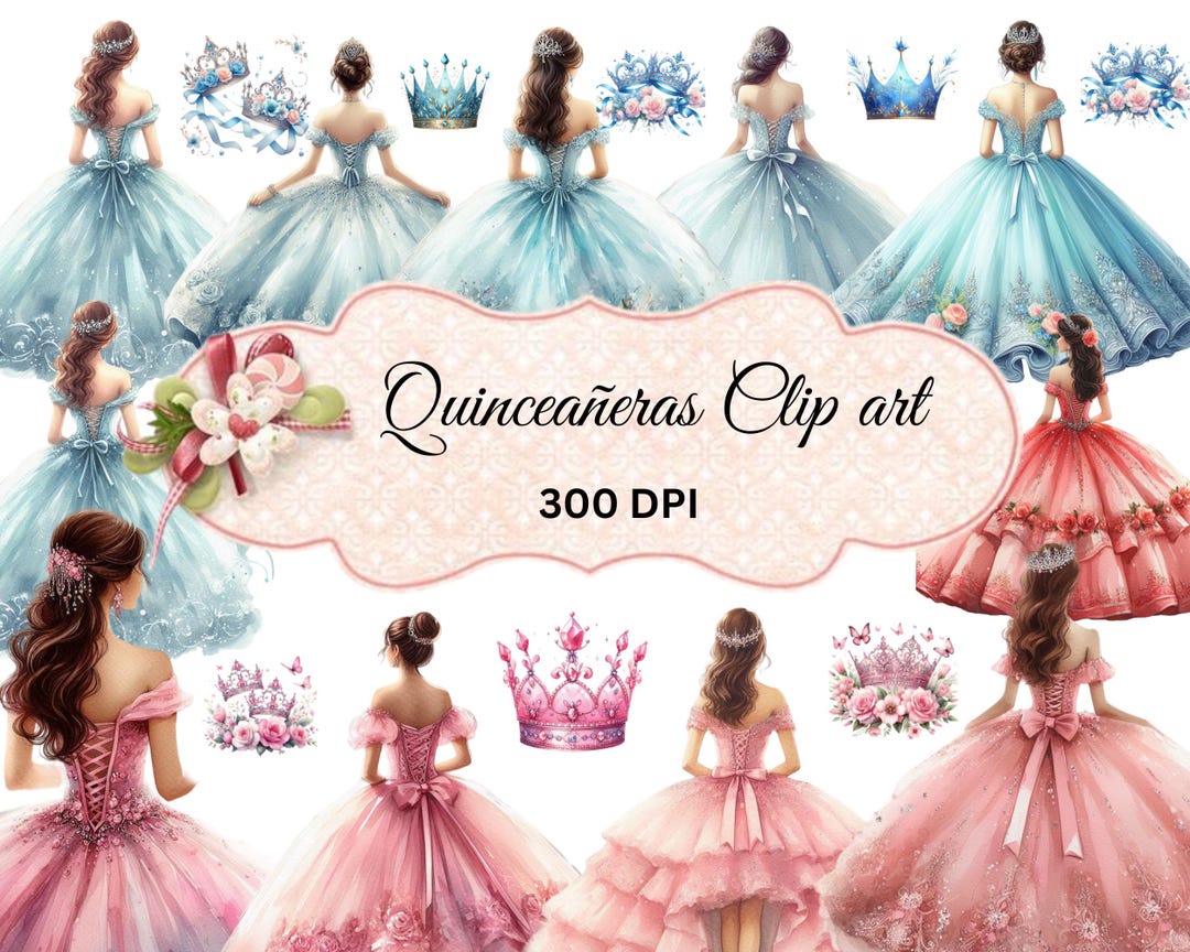 50 Quinceaneras Princesse and Fleurs Et Couronnes Png Clipart, Robe ...
