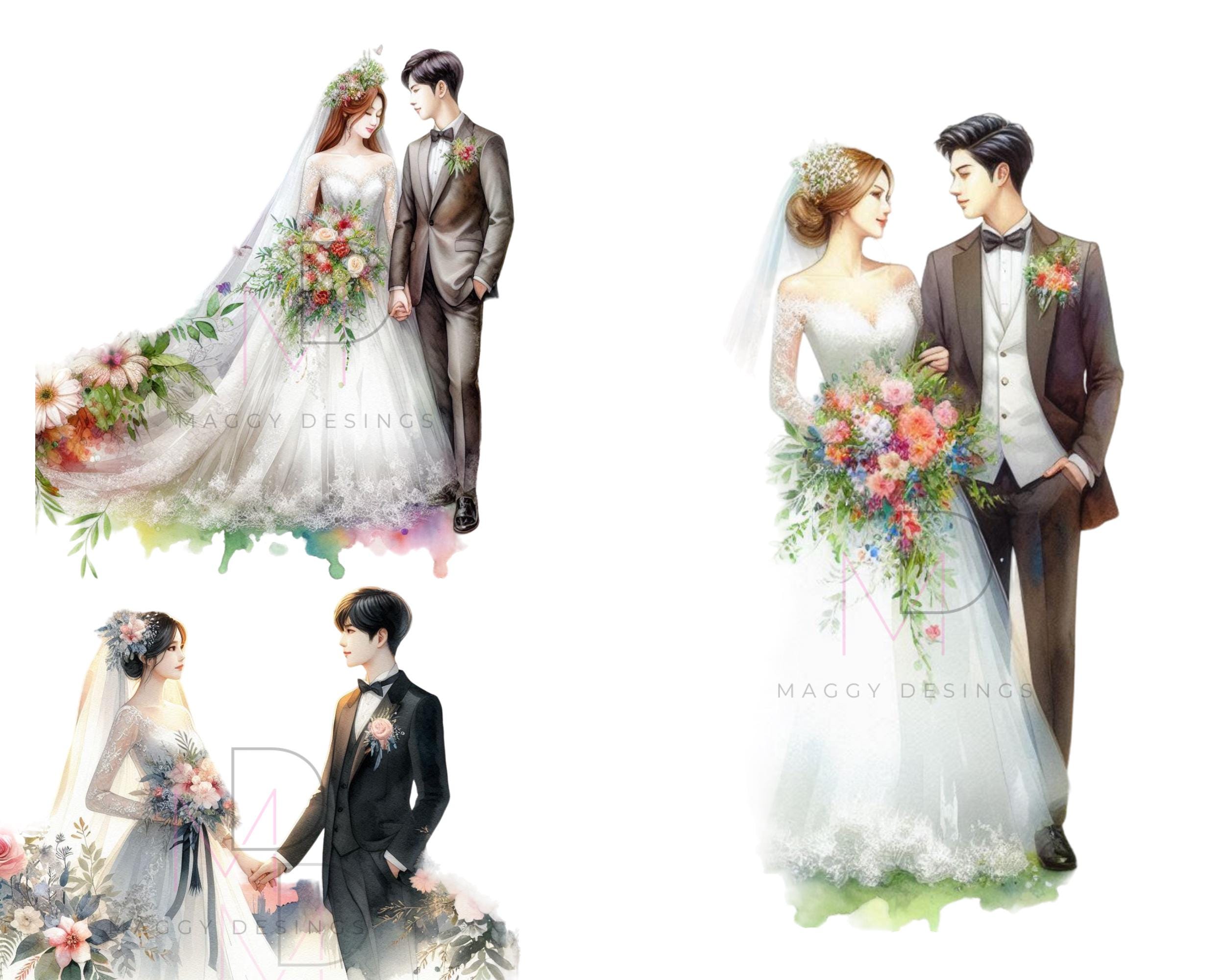 23 Bride and Groom Clipart, Wedding Day PNG, Marriage, Just Married ...