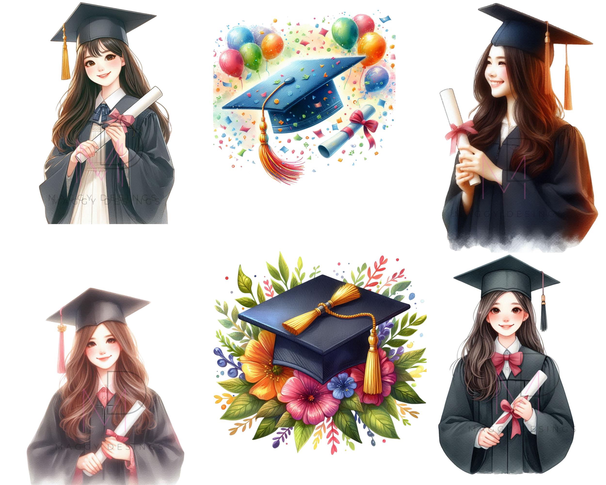 30 Graduation Watercolor Png, Graduation, Graduation Clipart ...