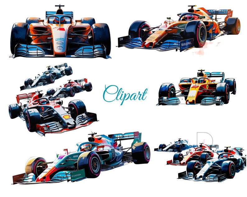 Formula 1 Watercolor Clipart, Race Car Clipart, Formula 1 Car, Racing ...