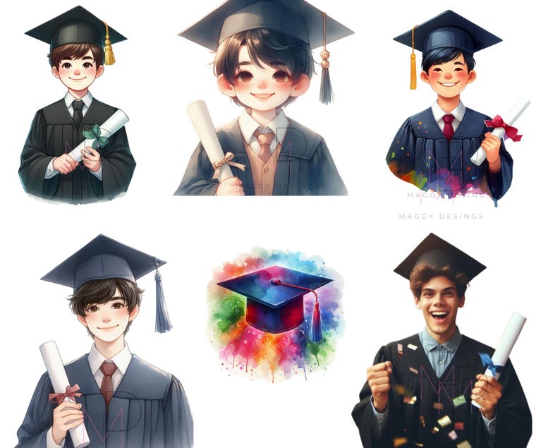 30 Graduation Watercolor Png, Graduation, Graduation Clipart ...