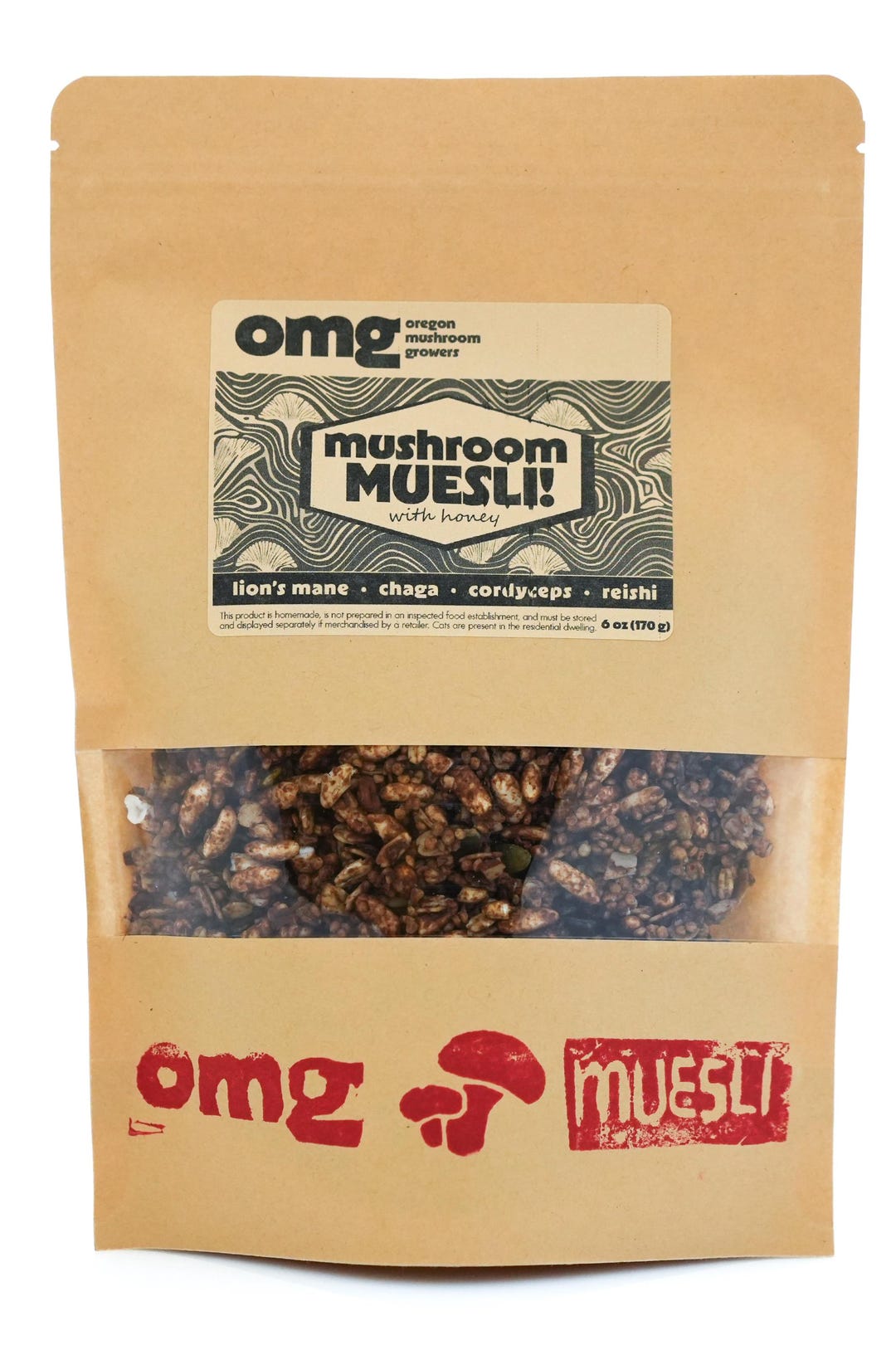 Omg Mushroom Based Muesli, Healthy Snack, 6 Oz; Includes Lion's Mane, Chaga, Reishi, Cordyceps ...