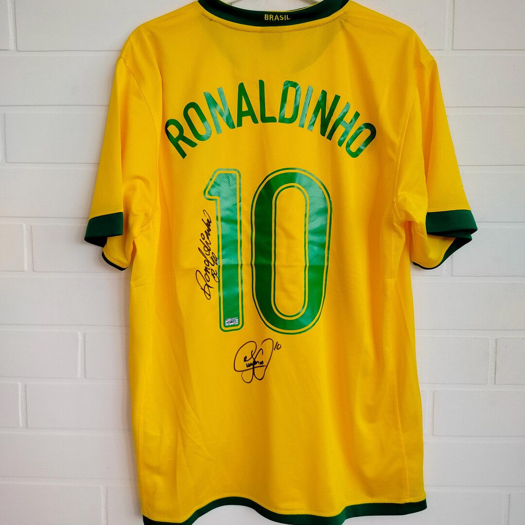 Ronaldinho and Neymar Jr. Signed Brazil National Team Soccer Jersey ...