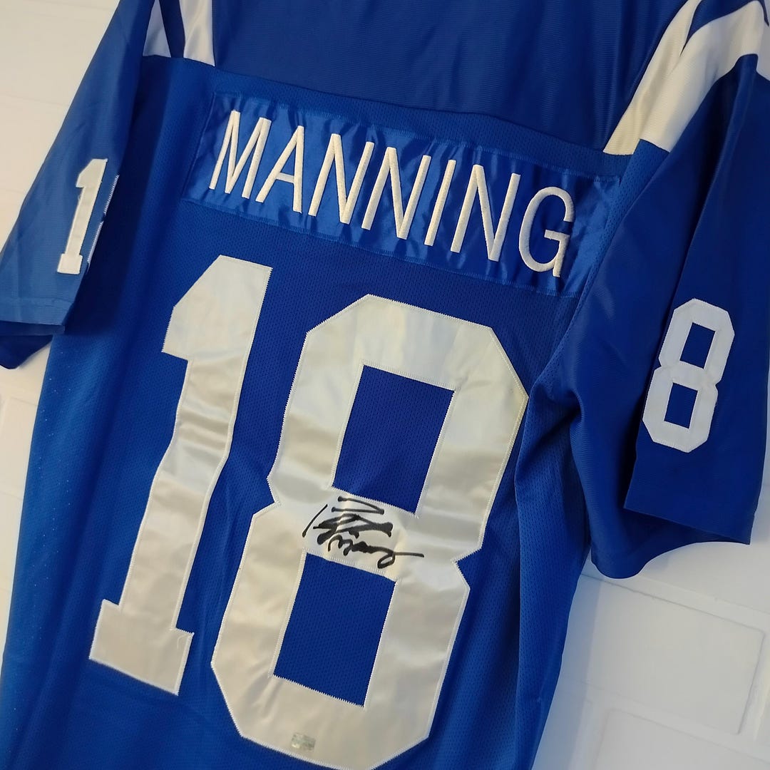 Peyton Manning #18 Signed NFL Indianapolis Colts Blue Jersey GCOA - Etsy