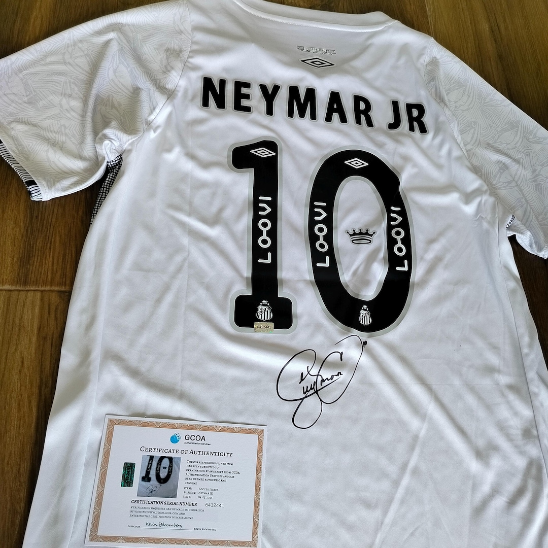 Neymar Jr #10 Signed Autographed 2025/26 Santos FC Home Jersey With COA ...
