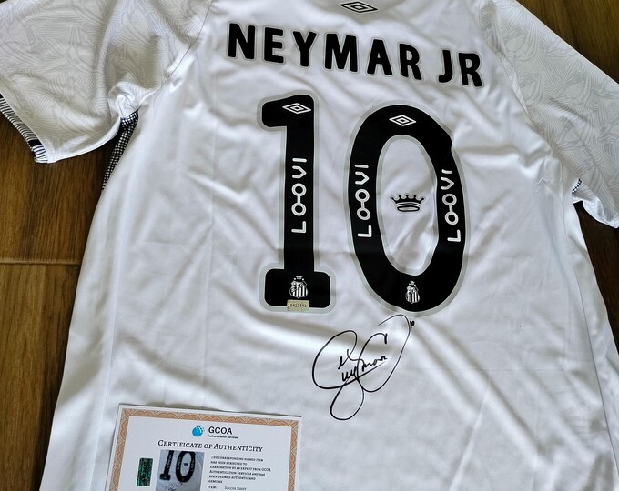 Neymar Jr #10 Signed Autographed 2025/26 Santos FC Home Jersey With COA ...