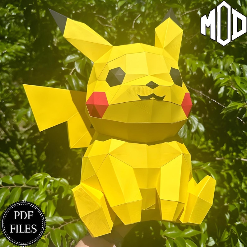 Pikachu Papercraft Template | 3D Low-poly Pikachu Papercraft PDF ...