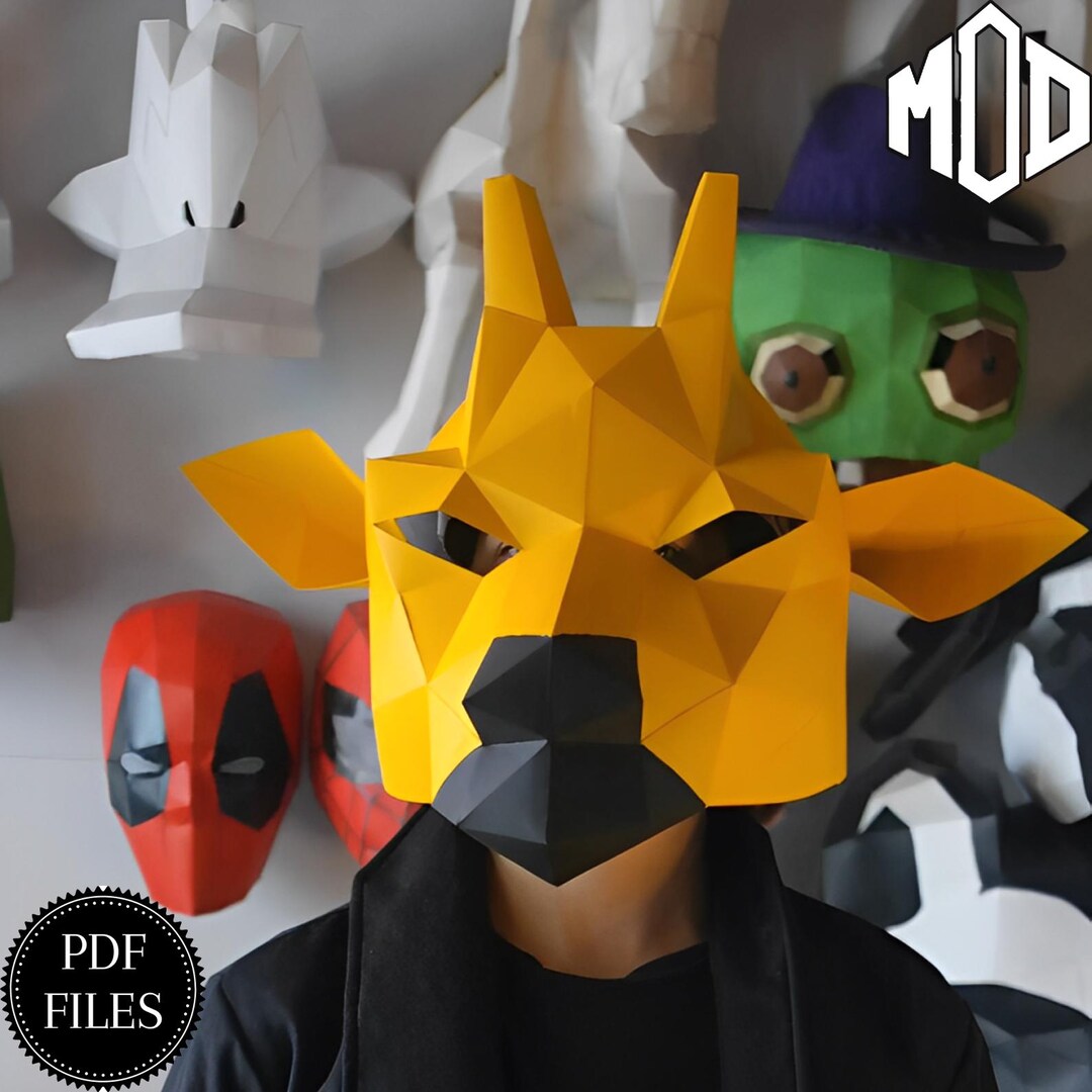 Giraffe Mask Template - Paper Mask, Animal Papercraft Mask, 3d Mask ...