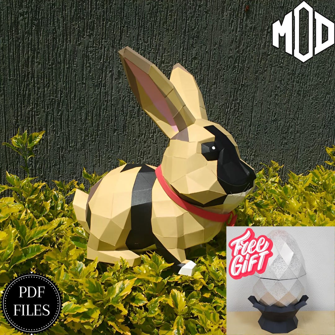 DIY Bunny Papercraft – Low Poly Rabbit Easter | 3D Paper Sculpture for ...