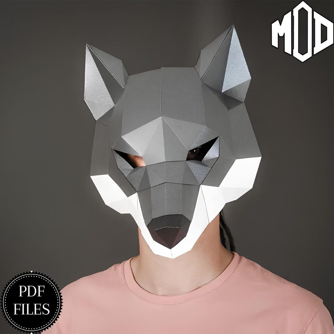 Wolf Mask Template - Paper Mask, Animal Papercraft Mask, Masks, 3d Mask ...