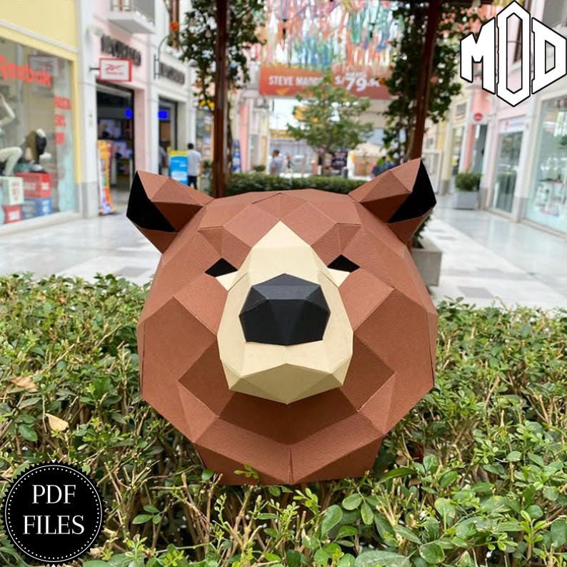 Bear Mask Papercraft Template | DIY Animal Mask | Low Poly Halloween ...