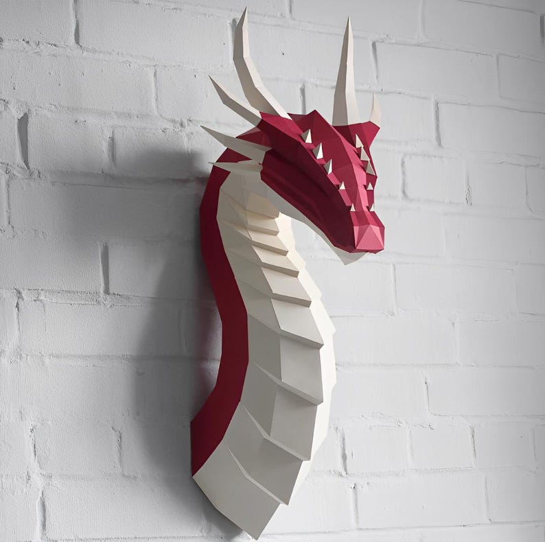 Dragon Papercraft Template, Digital Model, PDF Download, 3D Low ...