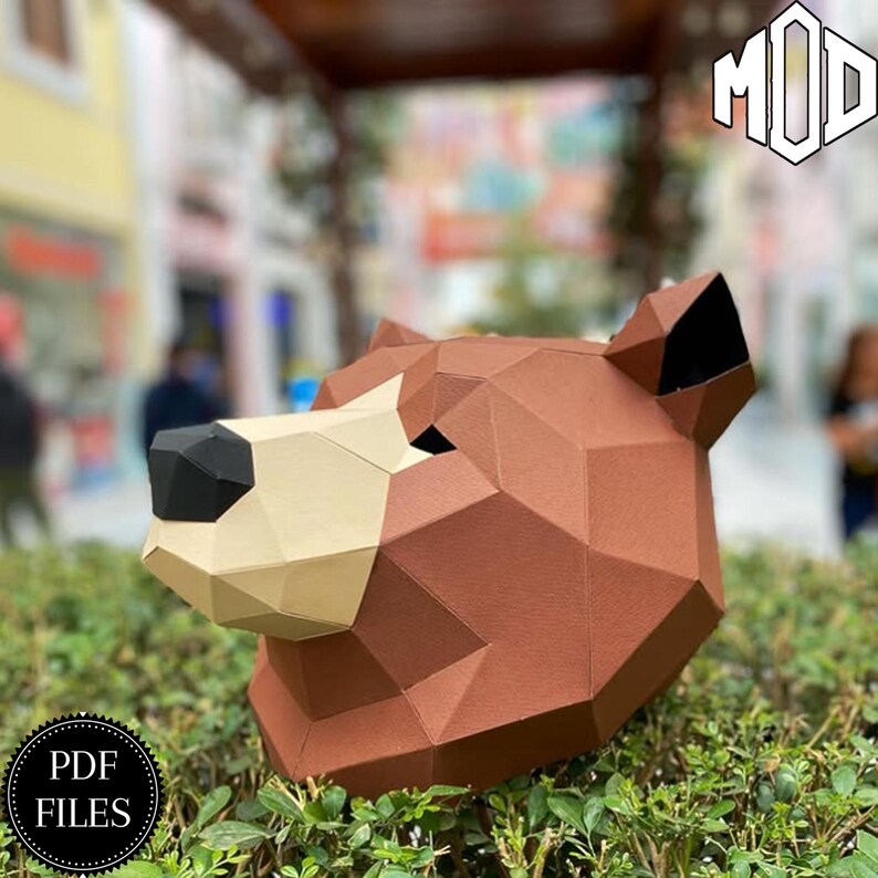 Bear Mask Papercraft Template | DIY Animal Mask | Low Poly Halloween ...
