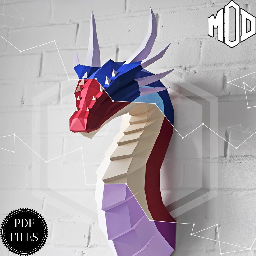 Dragon Papercraft – Digital Template – 3D Low Poly Dragon, DIY ...