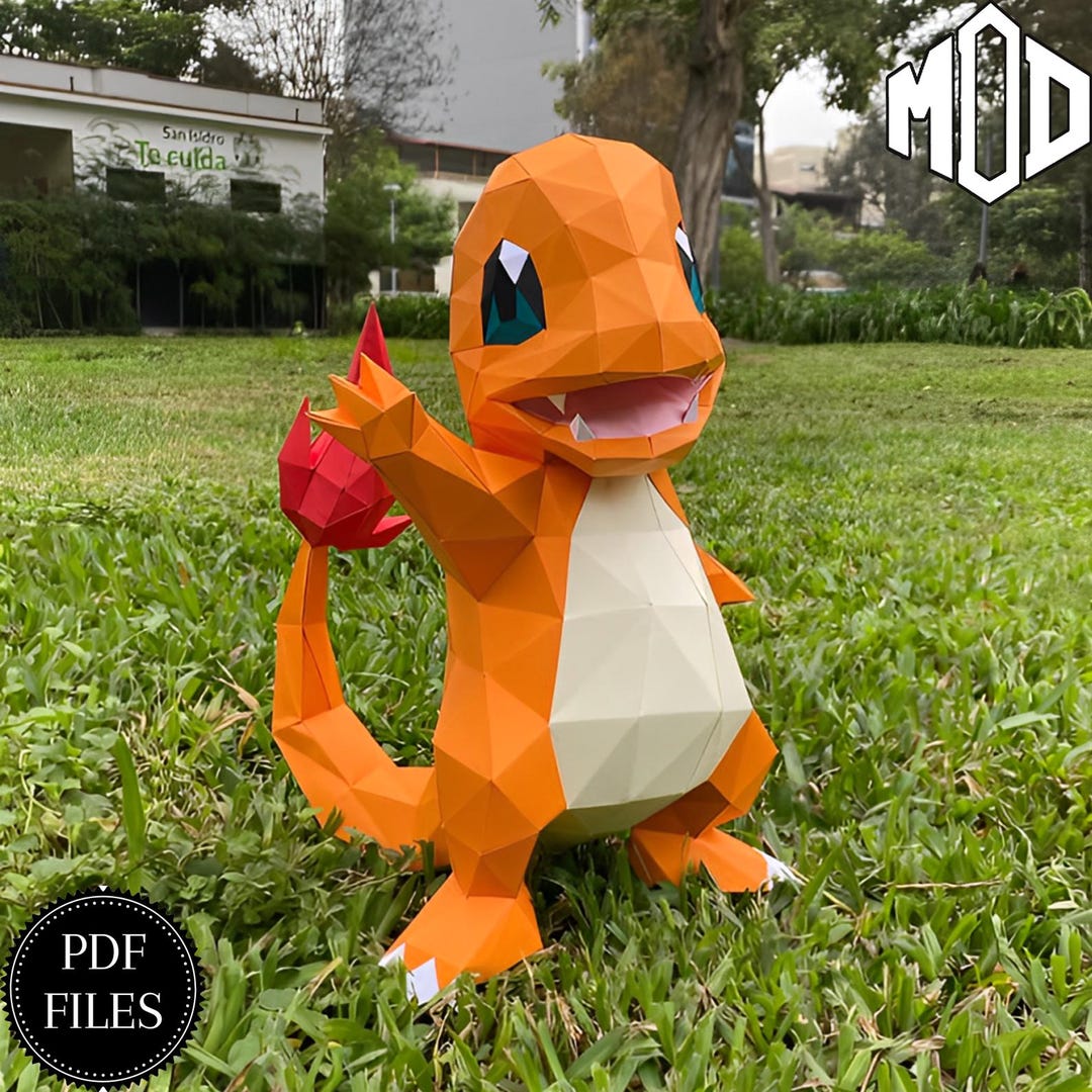 Charmander Papercraft, Digital Template, Origami, PDF Download DIY, Low ...