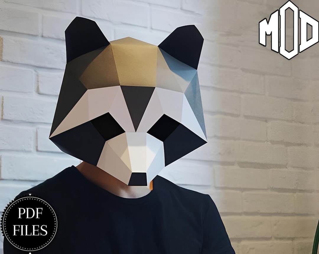 Raccoon Mask Template | DIY Mask Papercraft Halloween Costume - Low ...