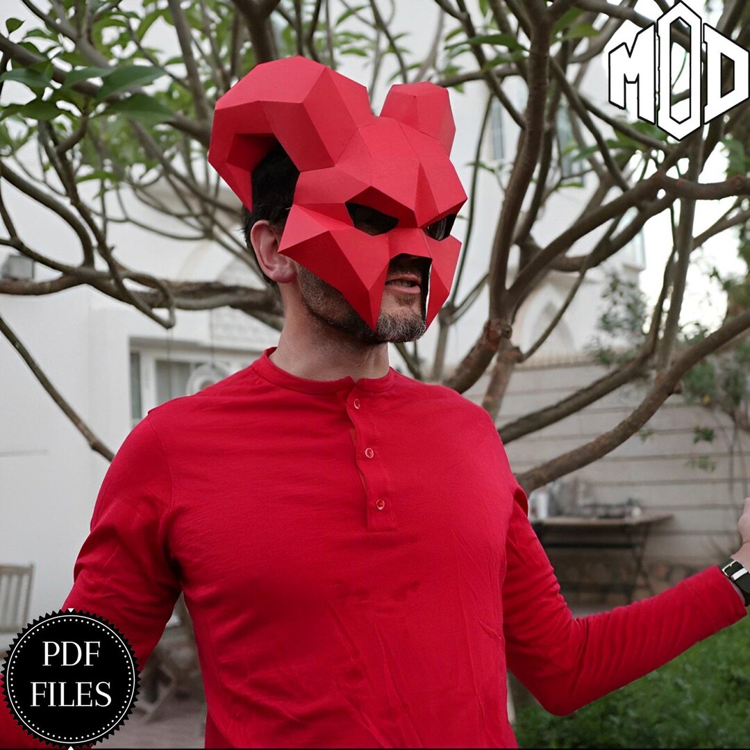 Plantilla de Máscara 3D de Cuernos de Demonio en Papercraft, Máscara de ...