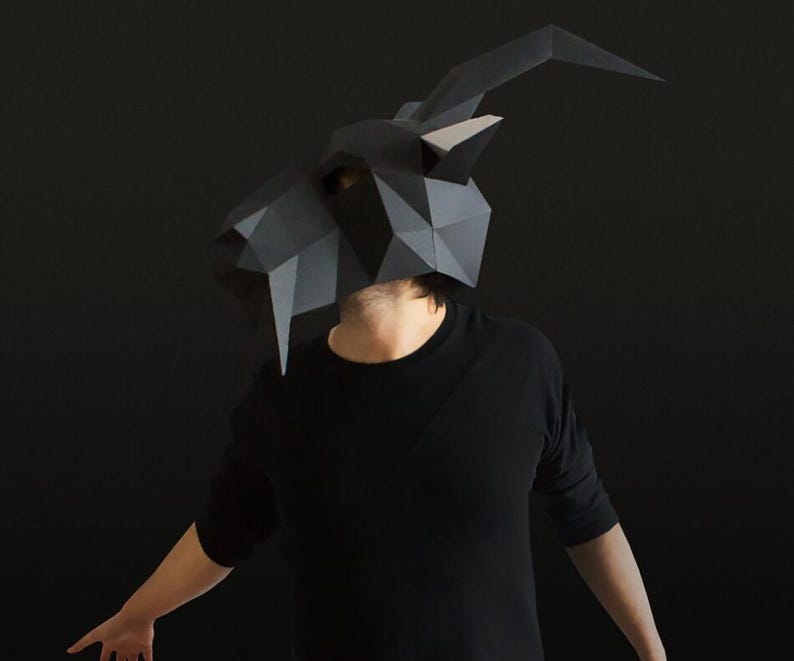 Goat Mask 3D Papercraft Template, Low Poly Paper Mask, Unique Halloween ...