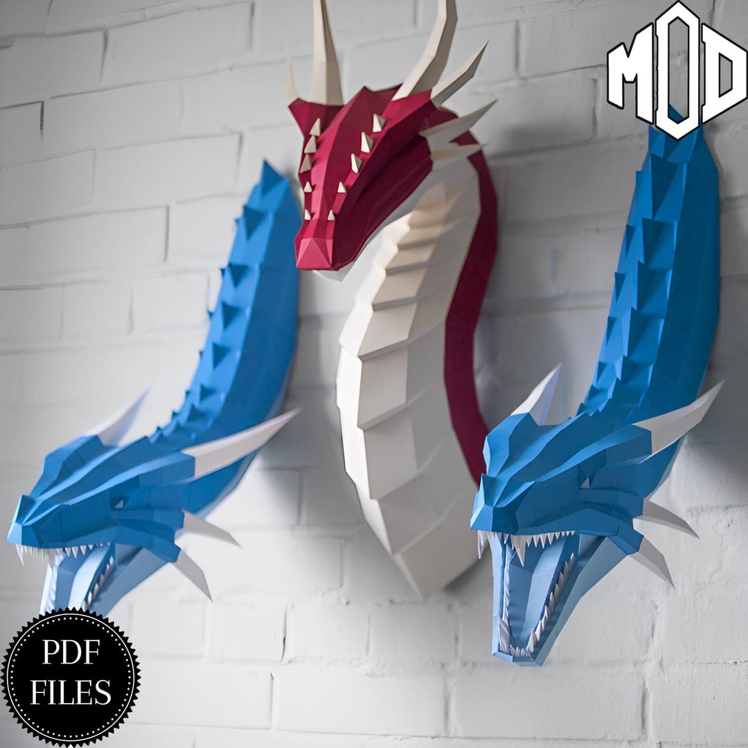 Papercraft Dragon Duo, Digital Model, PDF Download, 3D Low Poly ...