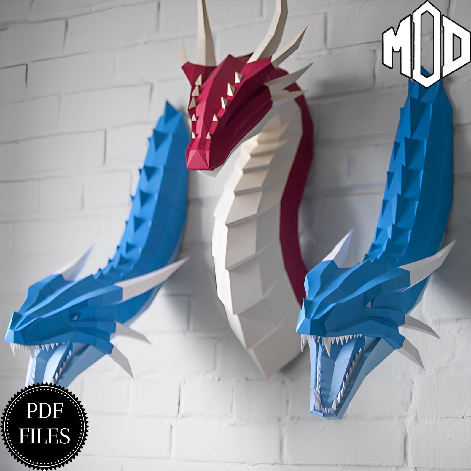 Dragon Papercraft Template, Digital Model, PDF Download, 3D Low ...