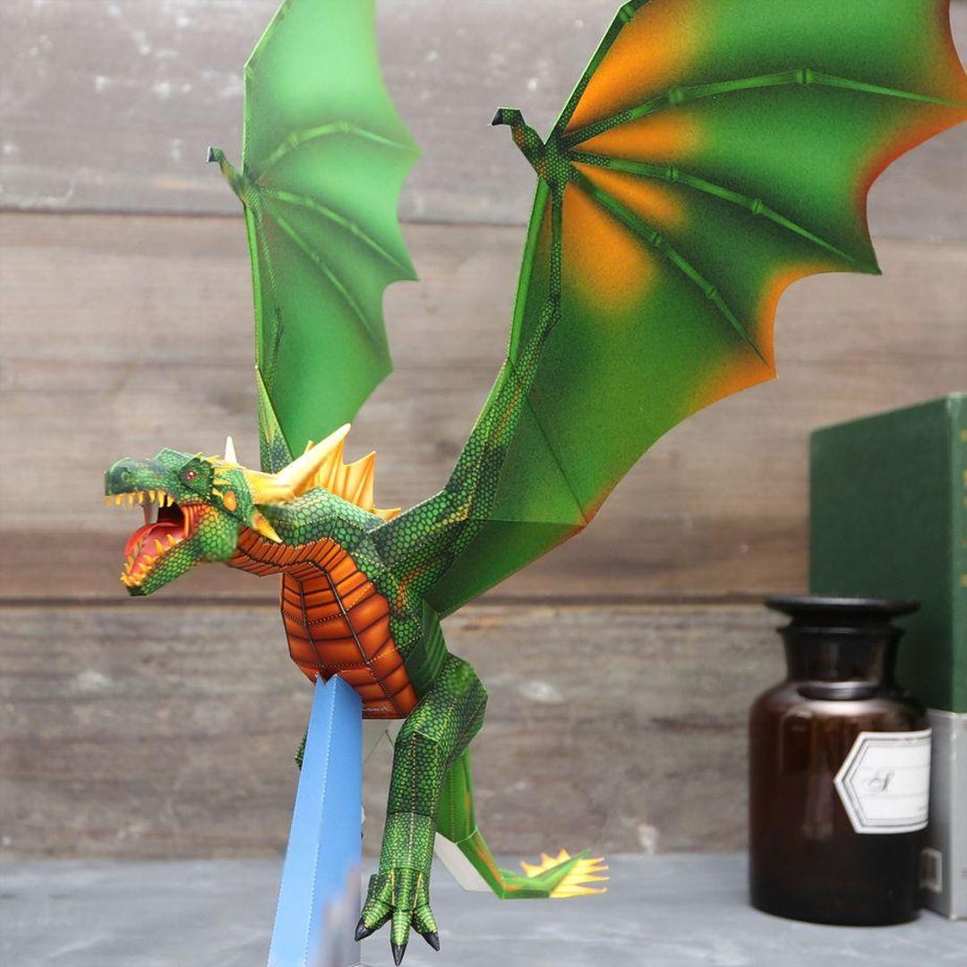 Dragon Papercraft PDF Model | Green Dragon Sculpture Papercraft – DIY ...