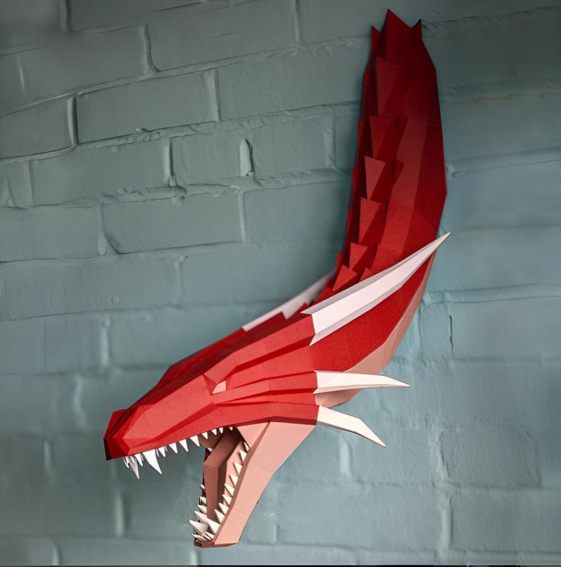 Dragon Papercraft Template, Digital Model, PDF Download, 3D Low ...