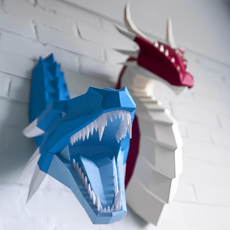 Papercraft Dragon Duo, Digital Model, PDF Download, 3D Low Poly ...