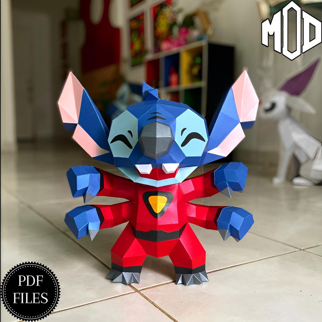 Stitch Papercraft Template | 3D Low Poly Stitch Papercraft PDF SVG ...
