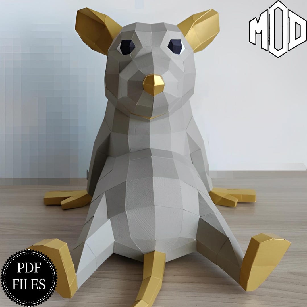 Rat Papercraft, Digital Template, Origami, PDF Download DIY, Low Poly ...