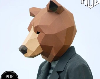 DIY Bear Mask Template for a Creative Halloween Look - Low Poly ...
