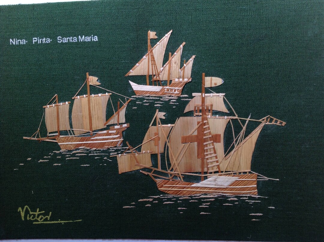 Columbus Ships Nina, Pinta, Santa Maria. Marine Art Collectible, Size 5 ...